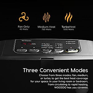 IRIS USA WOOZOO 1500-Watt Oscillating Portable Heater with Motion Sensor, Space Ceramic Fan for Desk, Fast Heating Indoor Room, Child Safe Personal Quiet Heater With Built-in Thermometer, Black
