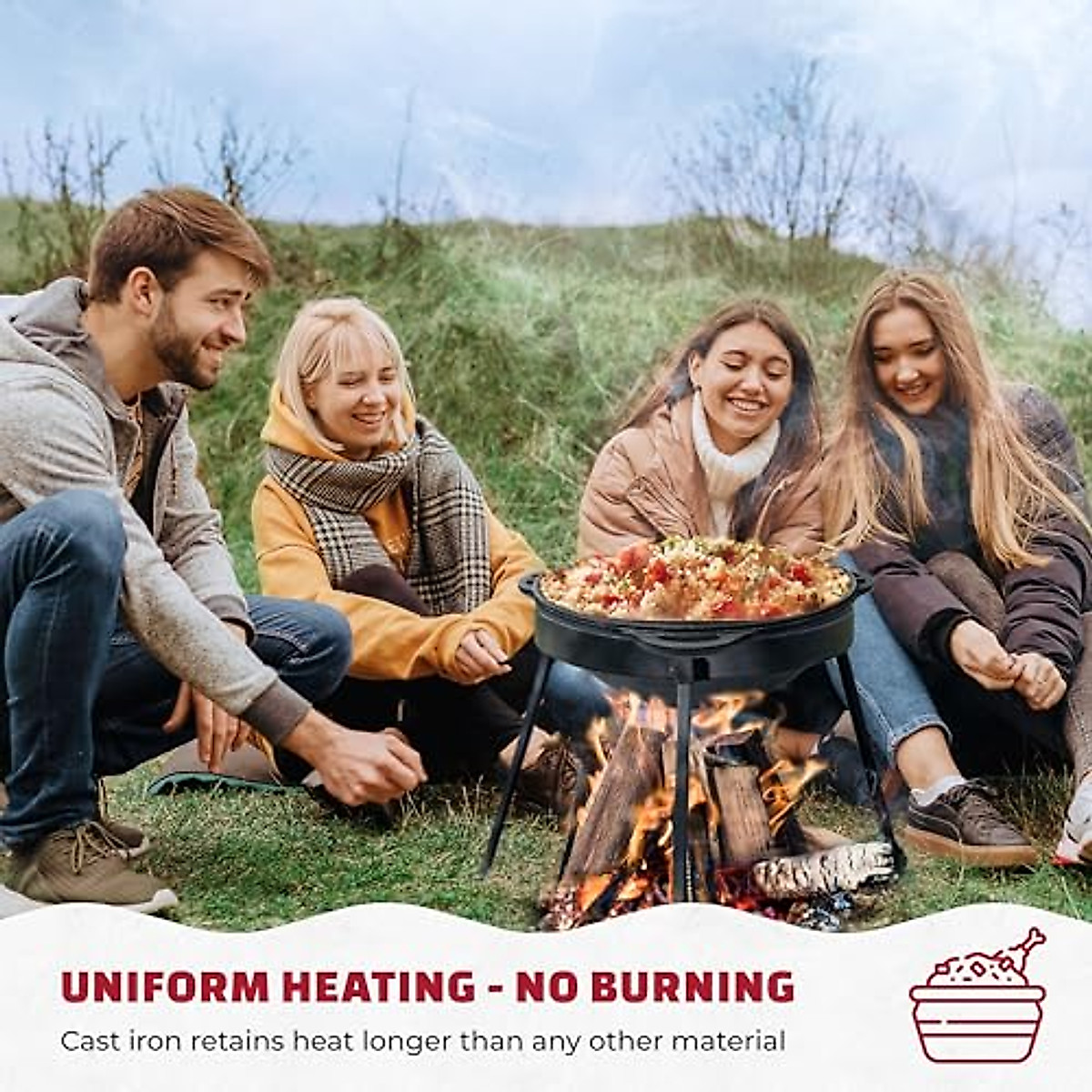 Dutch Oven Pot with Lid 23 Quarts (22 L) - Camping Dutch Oven - Cast Iron Cookware Set - Uzbek Kazan Cast Iron – Premium Camping Cookware