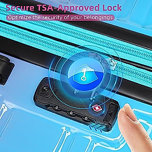 LARVENDER Luggage 4 Piece Sets Expandable PC+ABS Hardside Multicolor Suitcase Sets Double Wheels TSA Lock, Cotton Candy