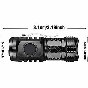 Three-Eyed Monster Mini Flash Super Power Flashlight, German Thumb Sized Flashlight, 3 Eyed Monster Mini Flashlight, Outdoor Small High Lumen Rechargeable Waterproof Pocket Flashlight (Silver+Black)