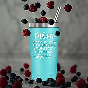 SpenMeta Gifts for Mom - Birthday Gifts for Mom from Daughter, Son, Husband - Mom No Matter What/ugly Children, Christmas Gifts for Mother, Mothers Day Gift Idea - 20oz Mom Tumbler