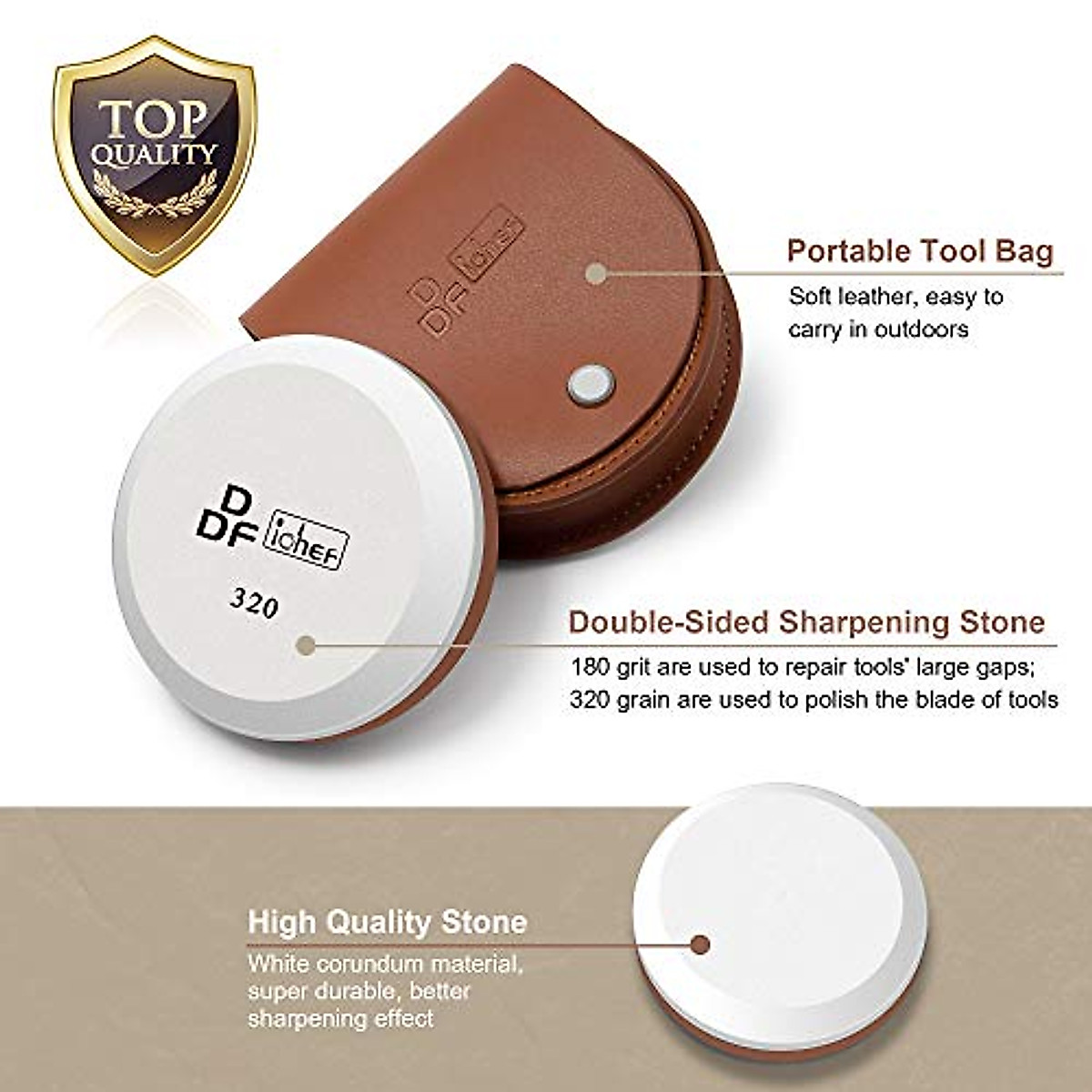 DDF IohEF Axe/Hatchet Sharpening Stone 180/320 Grit, Professional Whetstone & Tool Sharpener, Axe Sharpener with Portable Bag
