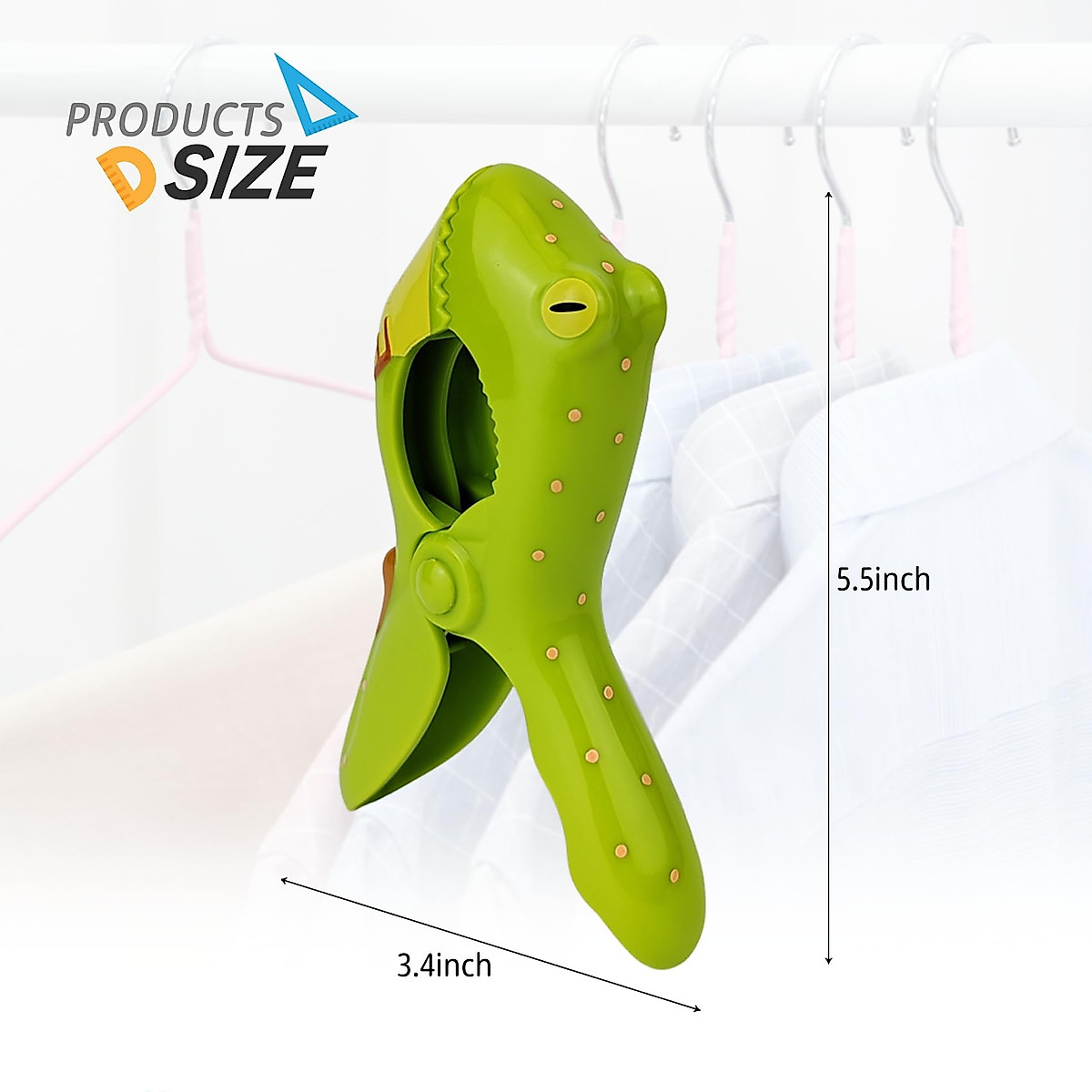 Beach Towel Clips for Chair Secure Clips for Beach Chairs Jumbo Size Plastic Clothes Pegs for Pool Lounger (Frog-A)