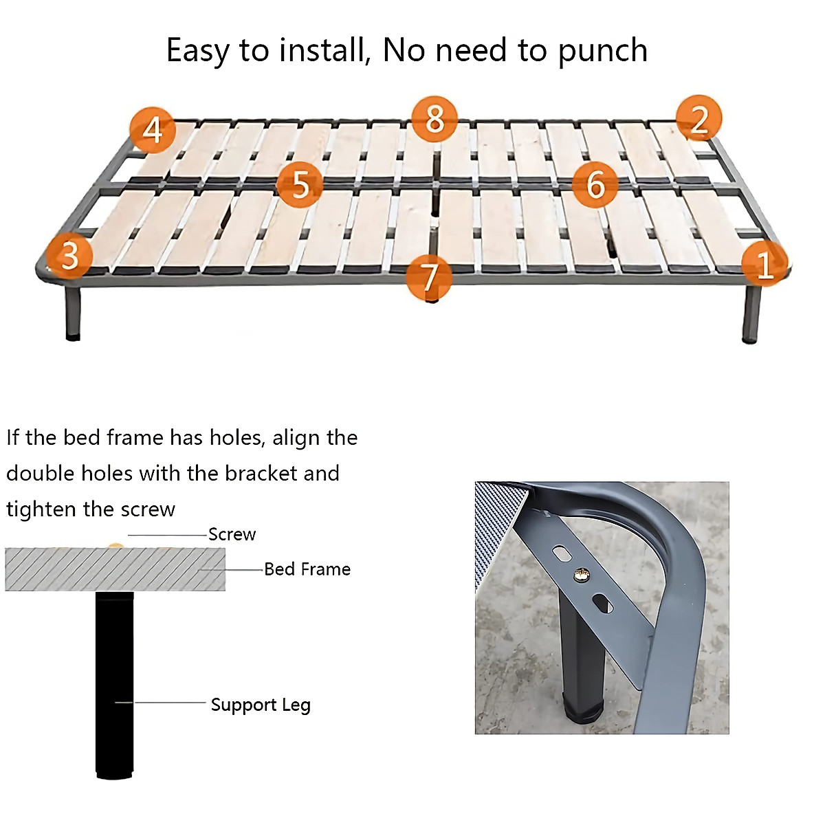 2Pcs Adjustable Steel Bed Frame Center Slat Support Legs Replacement, Sofa Furniture Cabinet Feet,Bed Rail Support for Wooden Bed (Height:5.9 to 8.6 inch)