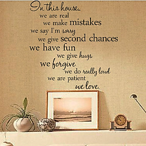 In This House Wall Decals Stickers, Alphabet 3D Home Kids' Room Wall Décor Removable DIY Wall Decal Sticker for Kids,Wall Art Vinyl Decal,Boys Girls Bedroom Living Room