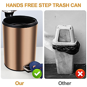 HYZSWGC 2.1 Gallon/ 8 Liter Metal Trash Can with Lid Soft Close, Foot Pedal-Brushed Stainless Steel, Satin Nickel Finish, Removable Inner Waste Basket, Step Trash Bin for Home, Office (Gold)