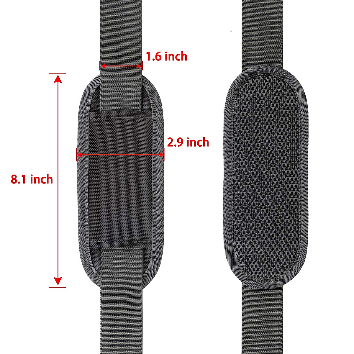 Taygeer Crossbody Strap Replacement, Universal Duffle Messenger Shoulder Bag Strap Detachable Padded Adjustable Belt with Metal Hook Clip for Briefcase Carrier Satchel Laptop Case Duffle Bag, Grey