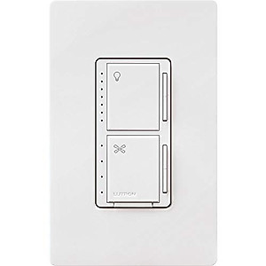 Lutron Maestro Fan Control and Light Dimmer for Dimmable LEDs, Incandescent, and Halogen Bulbs, Single-Pole, MACL-LFQ-WH, White