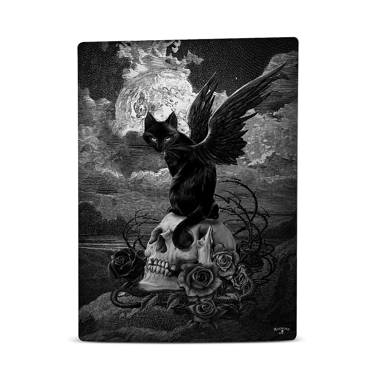 Head Case Designs Officially Licensed Alchemy Gothic Nine Lives of Poe Skull Cat Gothic Vinyl Faceplate Gaming Skin Decal Compatible with Sony Playstation 5 PS5 Disc Console & DualSense Controller