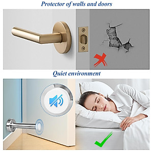 Door Stop 3.5 Inch, 2 Pack Brushed Nickel Door Stopper, Wall Mounted, Modern Commercial Stainless Steel Doorstop Wall Protector with Sound Dampening Door Bumper, Silver