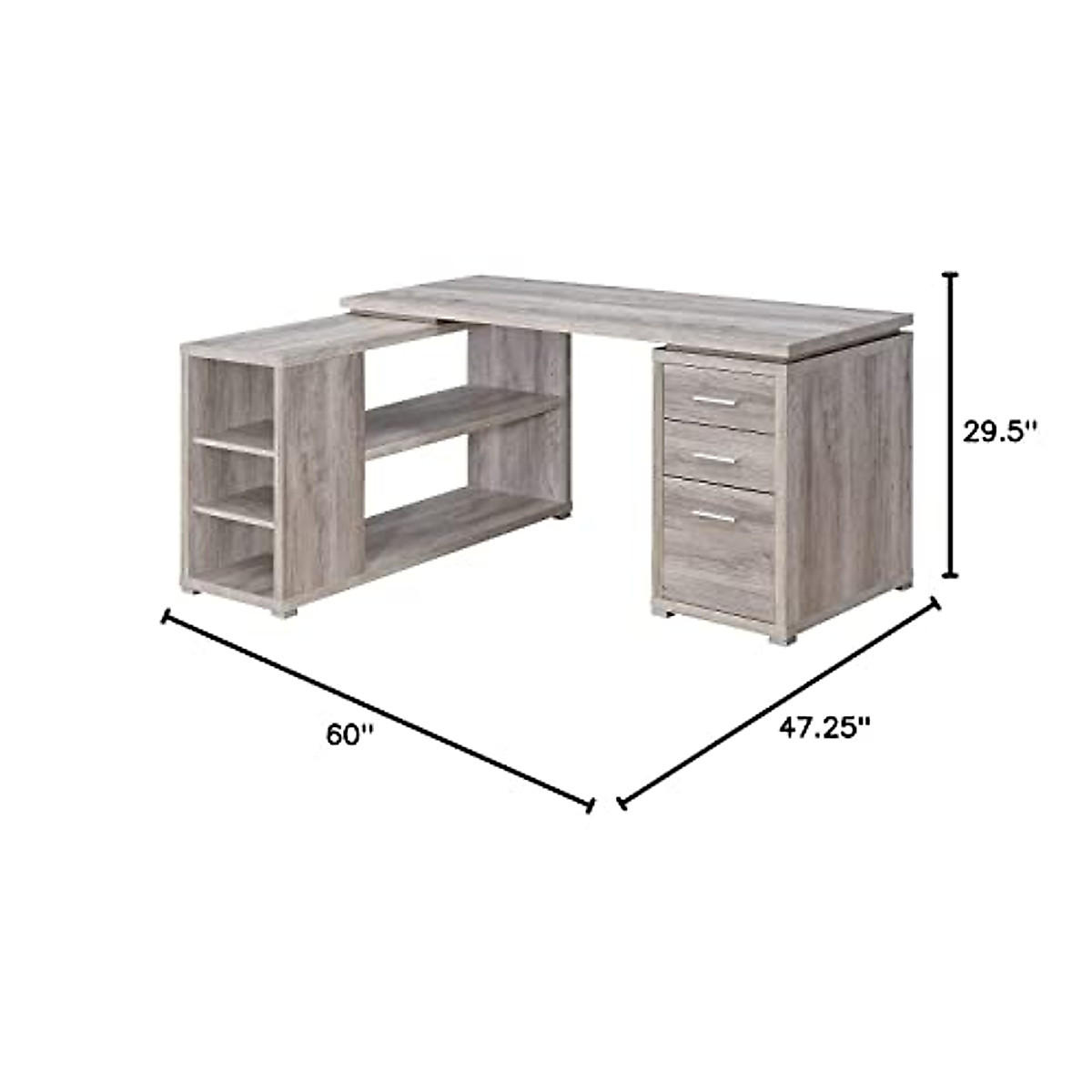 Coaster Home Furnishings Yvette L-Shape Grey Driftwood Office Desk (801516)