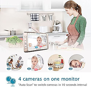 Moonybaby Trust 50s Baby Monitor No WiFi, 15 Hours Long Battery Life, 1000ft Long Range, 5" Display, Auto Night Vision, 2-Way Audio, Temperature Sensor, Lullabies, Power Saving/Voice Activation, Pink