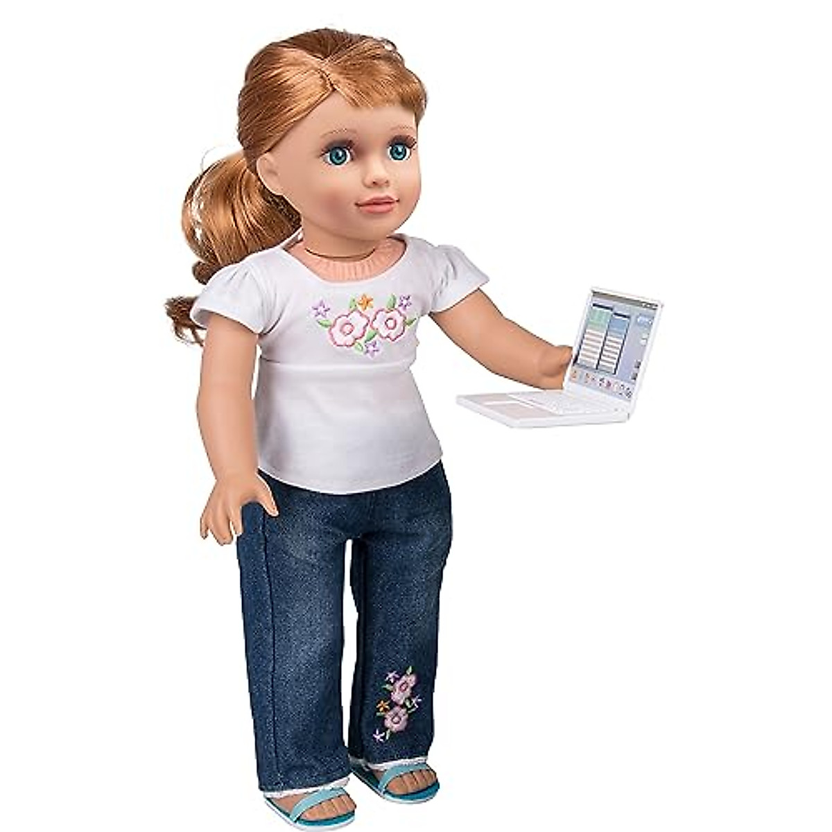 Dress Along Dolly Metal Computer Laptop with Carrying Bag Made for All 18" Dolls - Durable Metal Construction With Detailed Display and Accessory Pink Case - Gift for Girls Kids Birthday