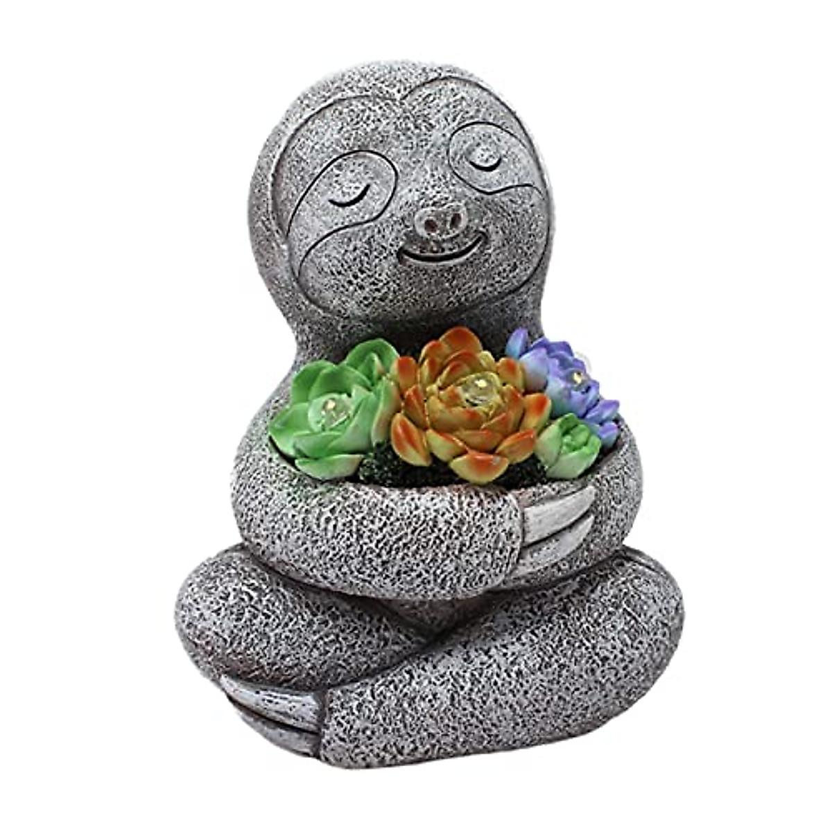 gazechimp Garden Statue Solar Lights Sloth Succulent Shape for Courtyard Patio Pathway Outdoor
