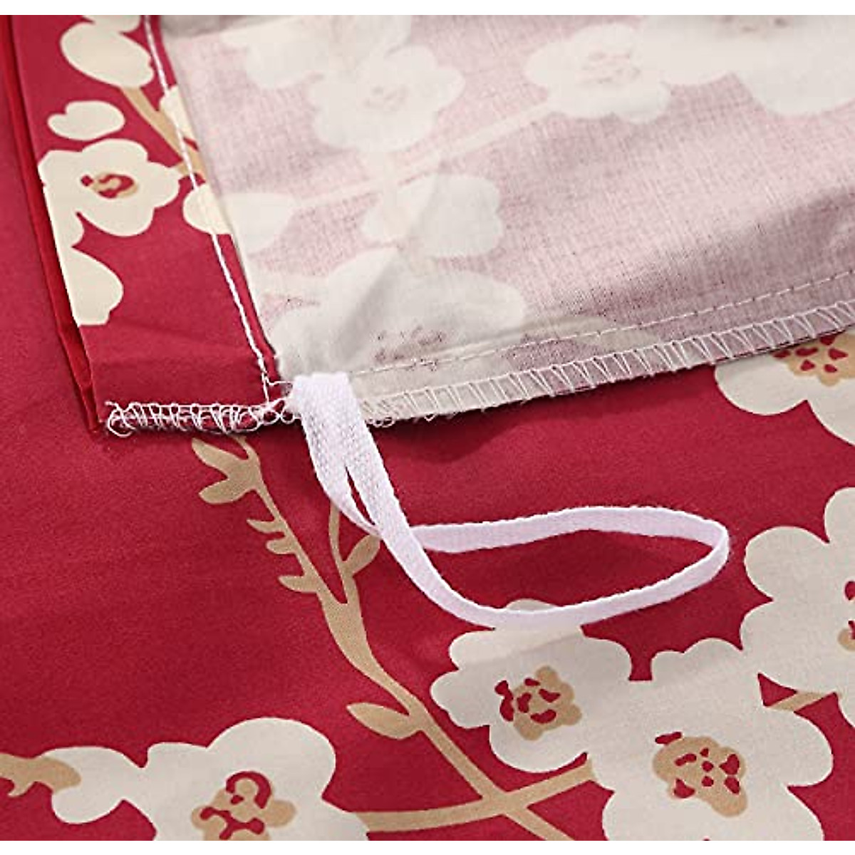 Brandream King Size Duvet Cover Set Japanese Oriental Style Cherry Floral Red Blossom Flower Branches Print Chinoiserie Bedding Pillowcases Set 800TC Egyptian Cotton Sateen Botanical Tree 3 Piece