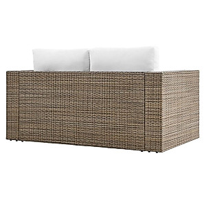 Modway Convene Outdoor Synthetic Rattan Loveseat in Cappuccino/White