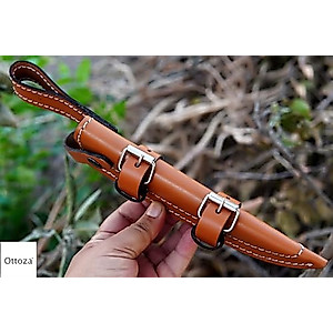 Ottoza Handmade Leather Knife Sheath SIDE DRAW Knife Sheath - Bushcraft Knife Sheath - Hunting Knife Sheath - Survival Knife Sheath - Vertical Knife Sheath Brown TOP GRAIN LEATHER No:75