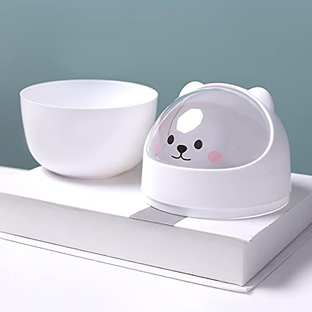 Mini Desk Trash Can, Cute Bear Shape Trash Can, Wastebasket 4 L Capacity Cartoon Desktop Trash Can with Lid Garbage Container Bin Small Garbage can with for Bathroom Kitchen Office Dorm