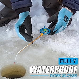 HANDLANDY Waterproof Work Gloves for Cold Weather 2 Pairs, Insulated Winter Work Gloves with Grip for Men Women, Freezer Gloves for Work Below Zero (XXL, Blue-black)