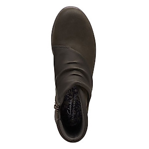 Clarks Women's Breeze Dusk Ankle Boot, Dark Olive Textile, 8