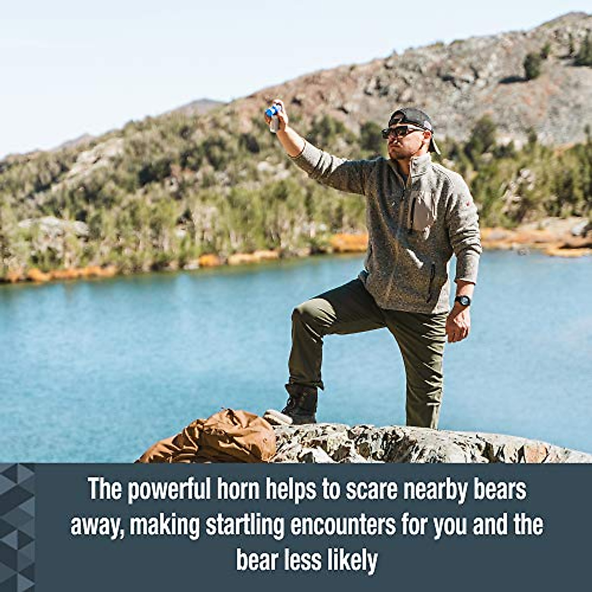 SABRE Frontiersman 9.2 fl oz. Bear Spray, Maximum Strength 2.0% Major Capsaicinoids, Powerful 35 ft. Range Bear Deterrent and Bear Horn with Locking Top