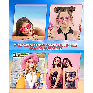 Frienda 8 Pairs Heart Shaped Sunglasses for Women Rimless Heart Glasses Candy Color Sunglasses for Party Favor(Rose Red, Pink)