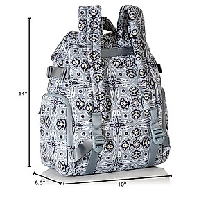 Vera Bradley Women's Cotton Utility Backpack, Plaza Tile - Recycled Cotton, One Size
