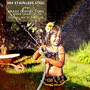 Yanwoo 304 Stainless Steel 2ft Garden Hose with Female to Female Brass Connector, 18mm Outer Diameter Flexible & Lightweight Heavy Duty Short Water Hose for Outdoor (2 Feet)