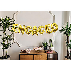 Gold 16INCH Engaged Party Balloon Engagement Golden Aluminum Foil Letters Balloons for Woman Girls Bridal Shower Party Engagement Decorations Party Supplies