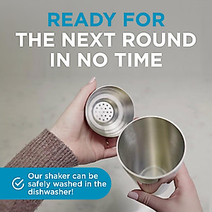 Bartesian Stainless Steel Cocktail Shaker - 16 Ounce Bartender Cocktails Shakers Bar Accessories for the Home - Bartending Mixology Barware Mixer Cup - Professional Mixed Drink Shaker Utensil Tool