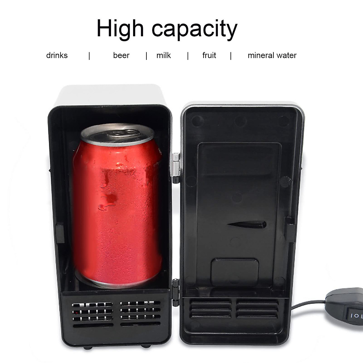 PUSOKEI Car Fridge, Isolated Cooling, Mini Fridge with Cooling and Heating Function, USB Powered, Energy Saving Semiconductor, Low Decibel, for Cosmetics Beverages(Black)