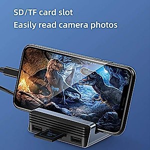 CHYSP USB C Hub Type-C Docking Station Type-C to 4K HDMI-Compatible PD SD/TF Card Reader RJ45 Phone Holder Stand