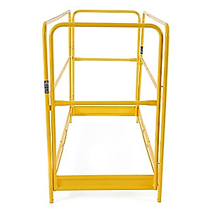 MetalTech Versatile 6 Foot Metal Guardrails System Accessory Baker Style for Select Jobsite Series Scaffolding Platform with Non Slip Deck, Yellow