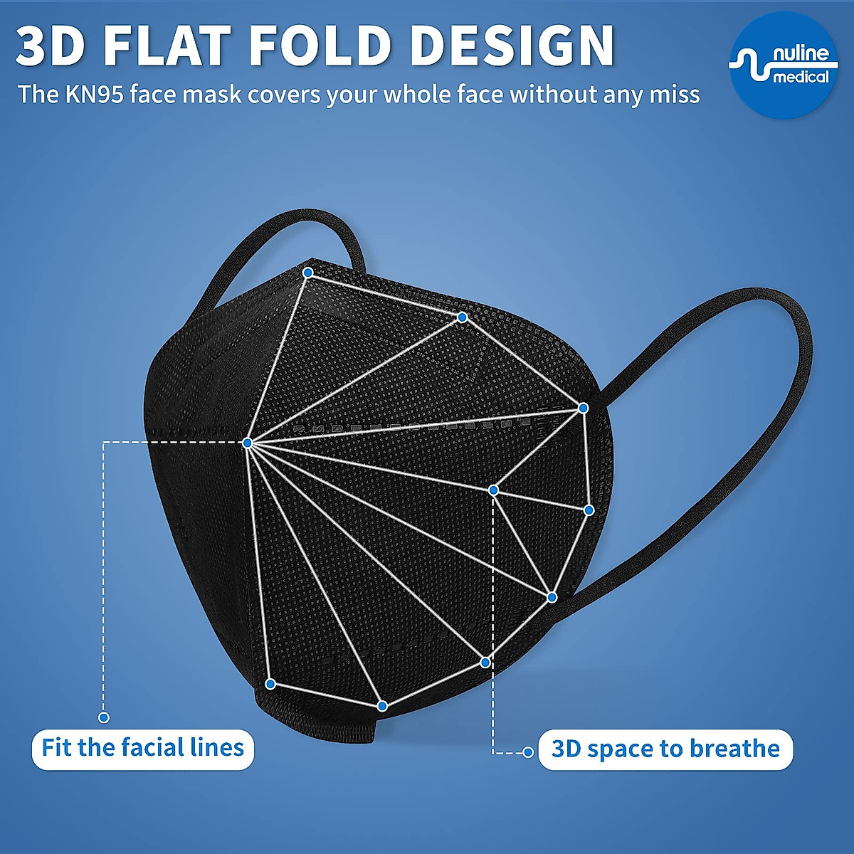 KN95 Disposable Face Masks, 5 Layer Cup Dust Protective Face Masks for Men & Women, Black, 30PCS