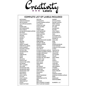 144 Labels for Laundry Room, Storage, Linen, Cleaning, Organization Containers, Waterproof Printed on White Glossy Labels, Household Stickers + Numbers, Minimalist Home, for Jars and Canisters