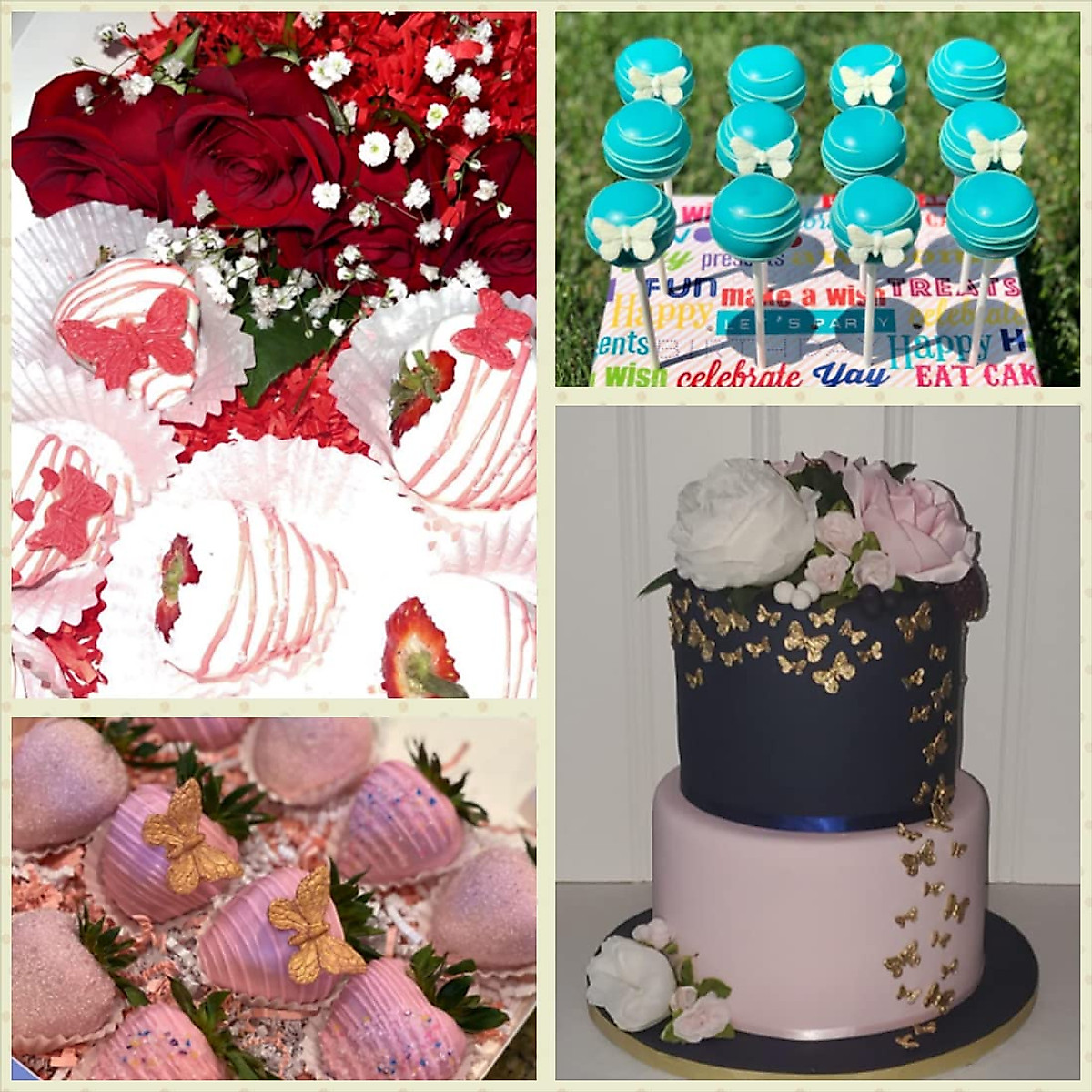 4 Pack Butterfly Molds Silicone Mini Butterfly Fondant Mold Butterfly Chocolate Candy Mold for Cupcake,Sugar Crafts,DIY Polymer Clay and Cake Decorating (butterfly)