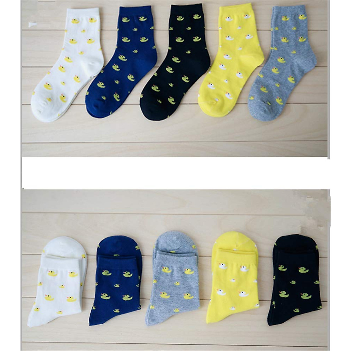 5 Pairs Women Crew Socks Casual Cute Cotton Animal Socks Long Ankle Socks Design for Girls X1-ducks907