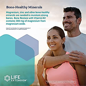 Life Extension Bone Restore with Vitamin K2 - For Bone Health & Strength - Calcium, Vitamins D3, Magnesium, Boron, Zinc & Silicon - Non-GMO, Gluten-Free -120 Capsules