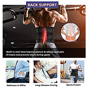 MOLUTAN Waist Trainer Trimmer for Men Tummy Control Shapewear Neoprene Sweat Belt Slimming Body Shaper Black