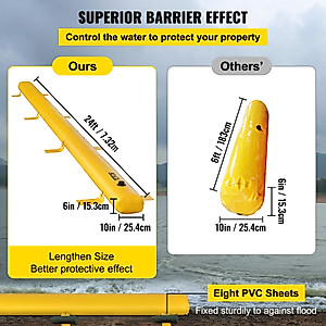 Flood Barrier, Flood Bags, Sandbag Alternative, Water Barrier for Flooding with Great Waterproof Effect, Reusable PVC Water Diversion Tubes, Lightweight Flood Barriers for Home, Door, Garage(24FT*6in)