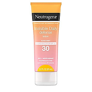 Neutrogena Invisible Daily Defense Sunscreen Lotion, Broad Spectrum SPF 30, Oxybenzone-Free & Water-Resistant, Sun & Environmental Aggressor Protection, Antioxidant Complex, 3.0 fl. oz