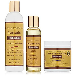 Pydana Collection Moisture LOC Kit | Intensive Moisturizer | Curl Definer | Scalp Treatment For Normal To Light Thinning | Natural Hair Products For Women With Vitamin E | 3 Piece Kit