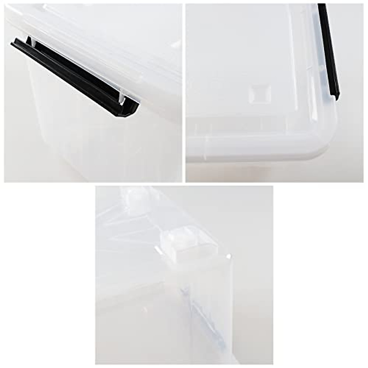 Yarebest 4-Pack Latch Storage Box, 30 Liter Clear Large Plastic Box Tote Bins with Wheels