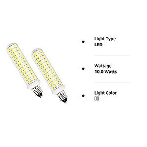 New Upgrade -E11 led Bulb,125 LEDs 100W 120W Halogen Bulbs Equivalent, 10w 1100lm, E11 Mini Candelabra Base White 6000k,AC 110V/130V,JD T3 T4 Bulb (2 Packs)