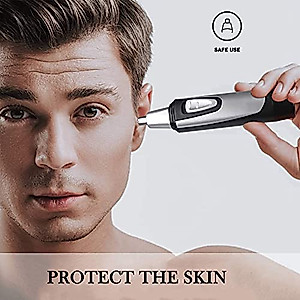 BESTRONG Ear and Nose Hair Trimmer - Painless Eyebrow & Facial Hair Trimmer for Men Women, Professional Water Resistant Nose Hair Remover with Dual Edge Blades, Battery-Operated & LED Light