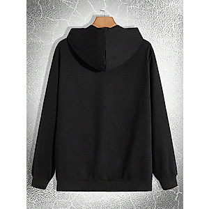 SHENHE Men's Skeleton Hoodie Drawstring Zip Up Graphic Sweatshirt Streetwear Black L