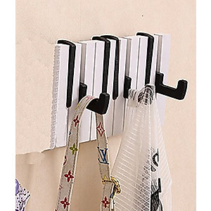 7 Hook Piano Keys Wall Mounted Coat Hook Hanger Wall Decoration Hat Storage Rack Wood Shelf Hanger (Black)