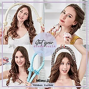 Heatless Curling Rod Silk Headband, No Heat Curls Rollers, Curlers with Ribbons Sleeping Soft Wave Hair Curler DIY Hair Styling Tools Formers for Long Medium Hair (Glossy Black)