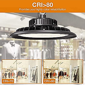UFO LED High Bay Light 150W 21,000lm 5000K Daylight 600W HID/HPS Equivalent with US Plug 5’ Cable LED Warehouse Lights Commercial Shop Workshop Garage Factory Lowbay Area Lighting Fixture, Non-Dim