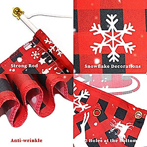 KERIQI Merry Christmas Porch Sign, Buffalo Plaid Christmas Banner for Front Door Fireplace Thanksgiving New Year Holiday Decorations (Merry Christmas)